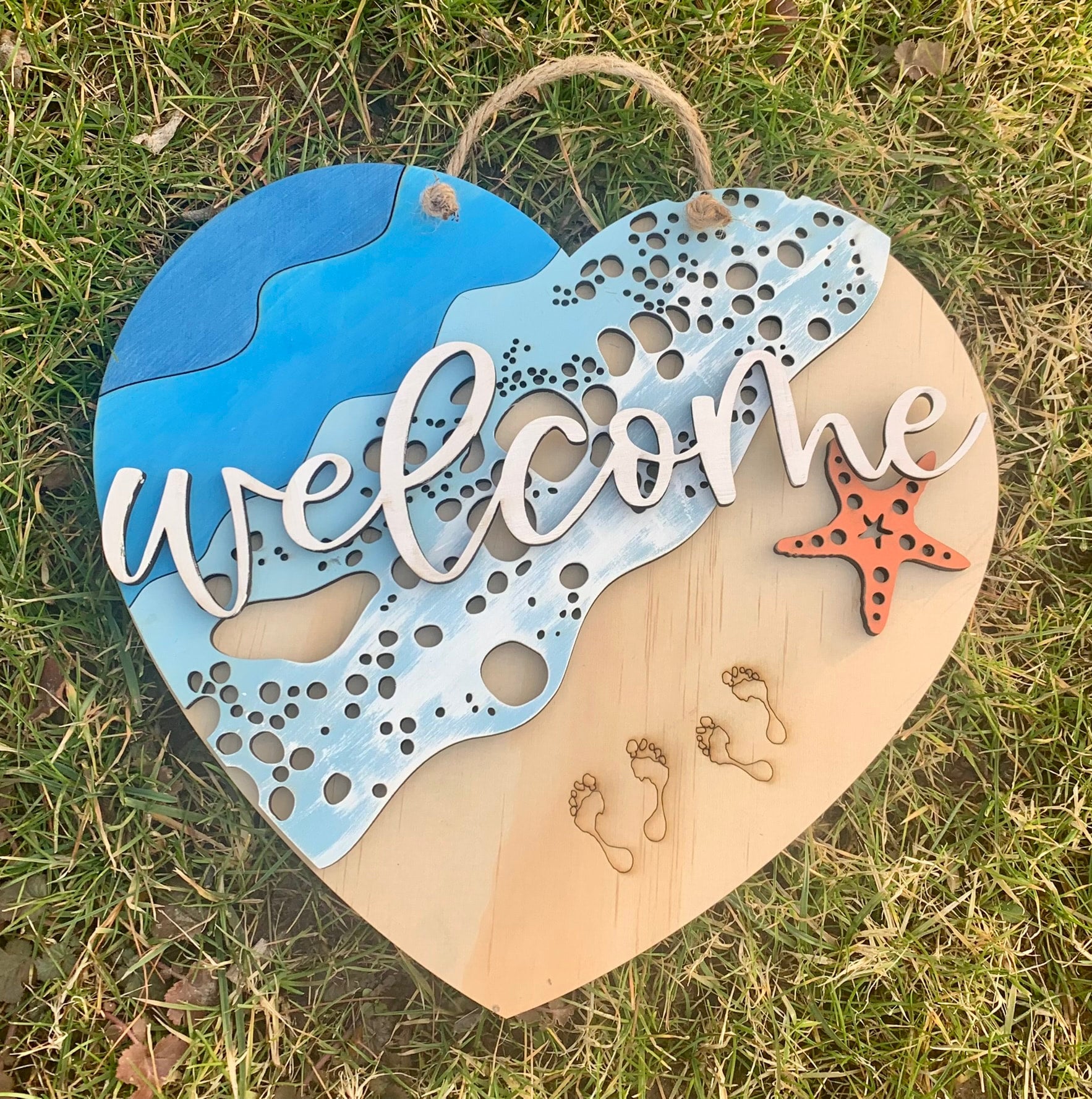 Welcome ocean heart sign BLANK | Deer Path Designs