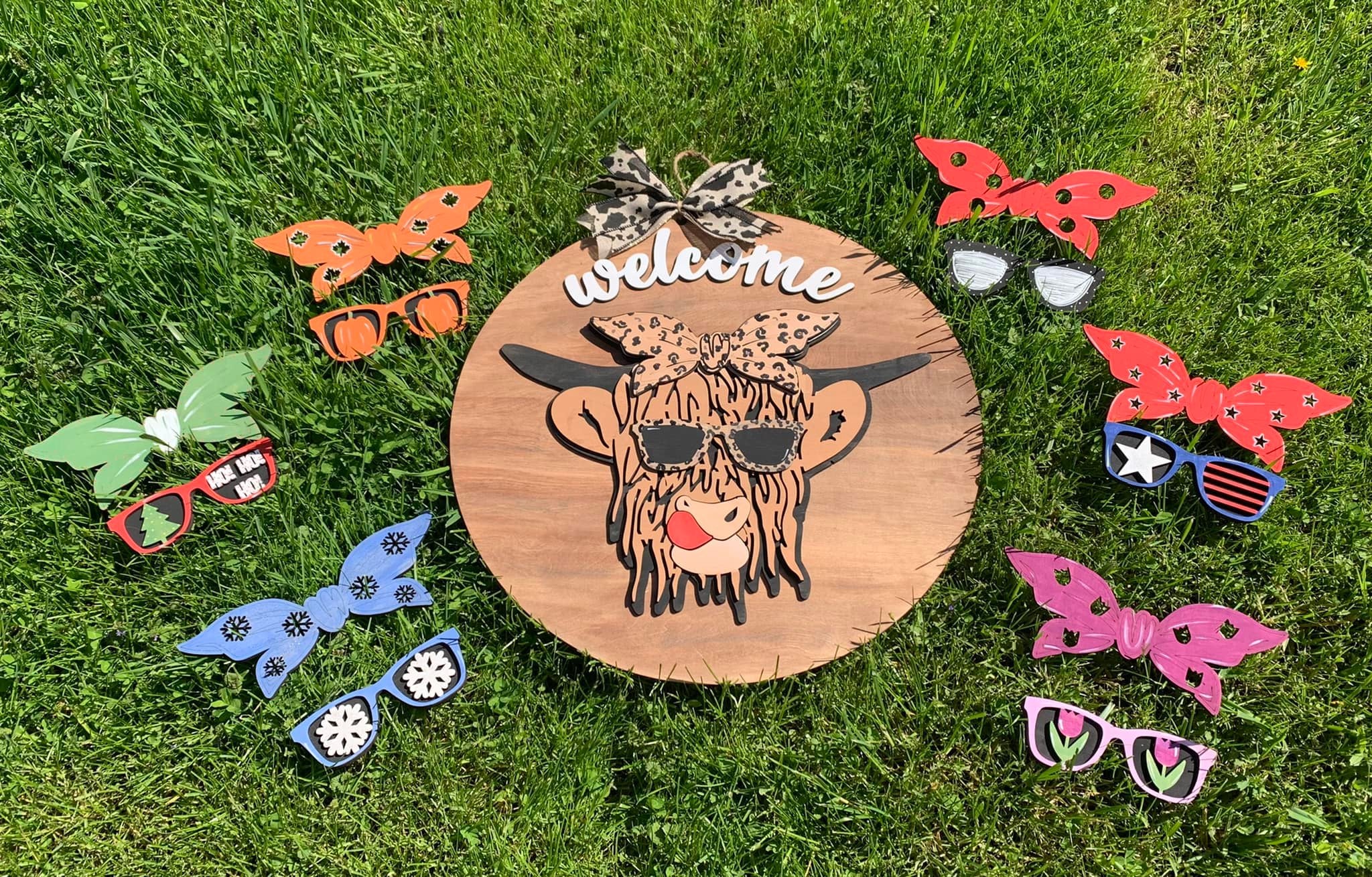 Highland Cow Welcome Interchangeable | Deer Path Designs