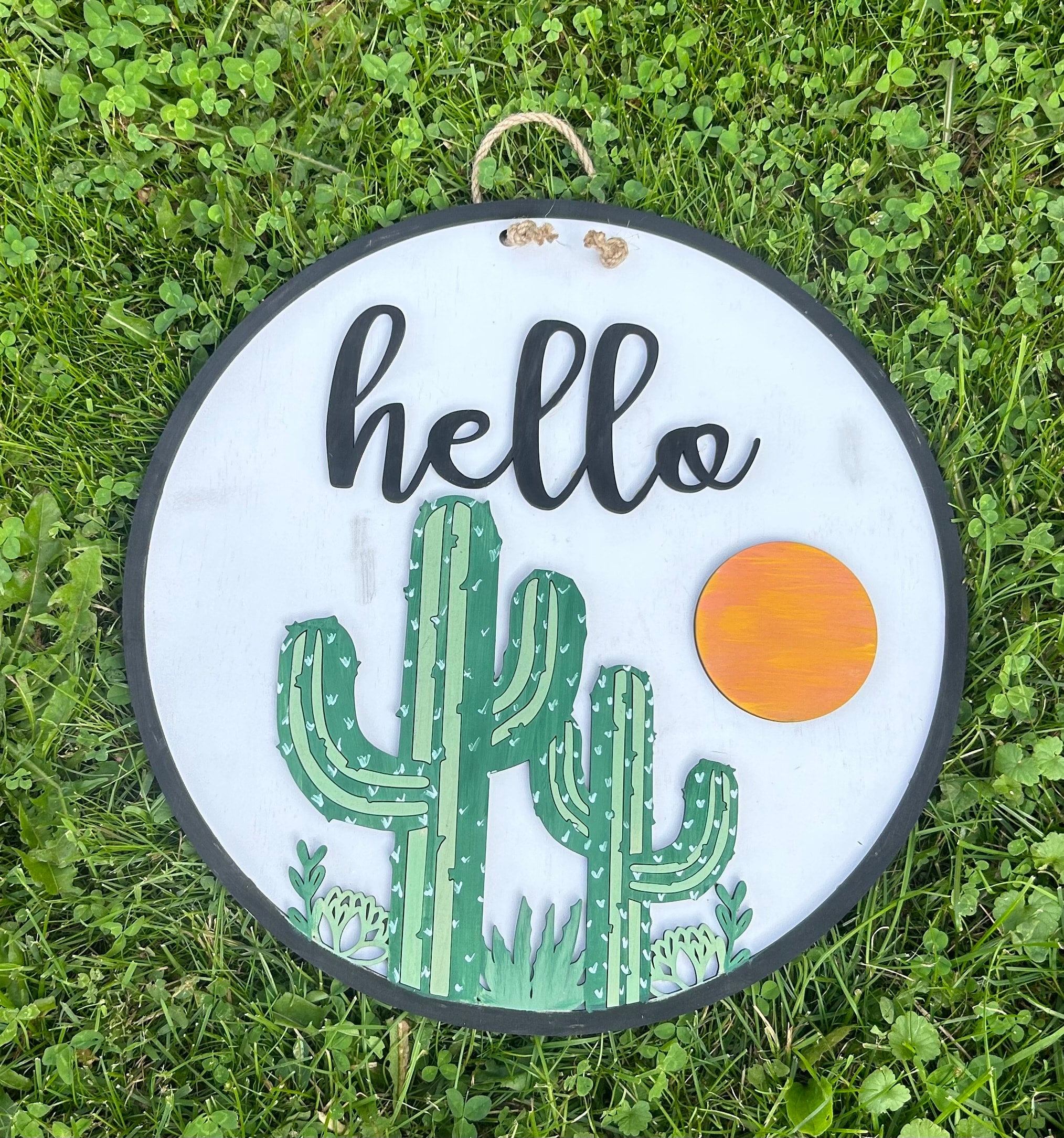 Hello Cactus Sunset SIGN BLANK | Deer Path Designs